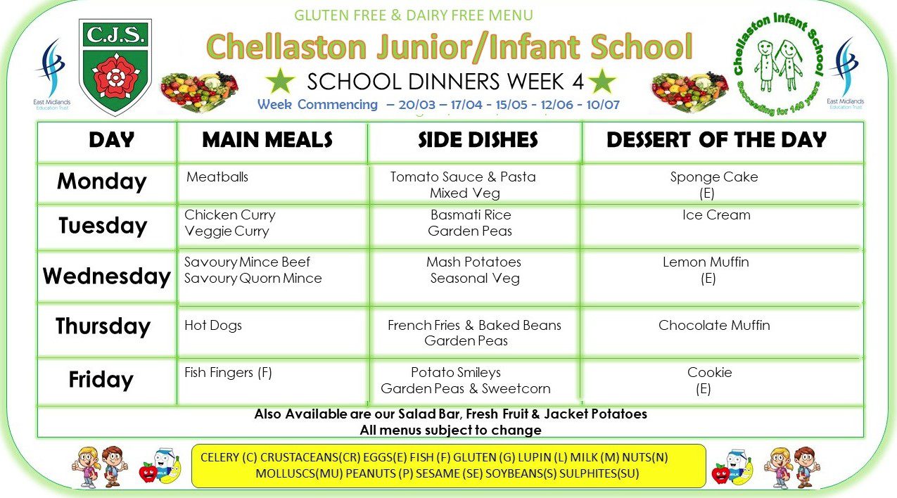 School Lunch Menu - Chellaston Infant School
