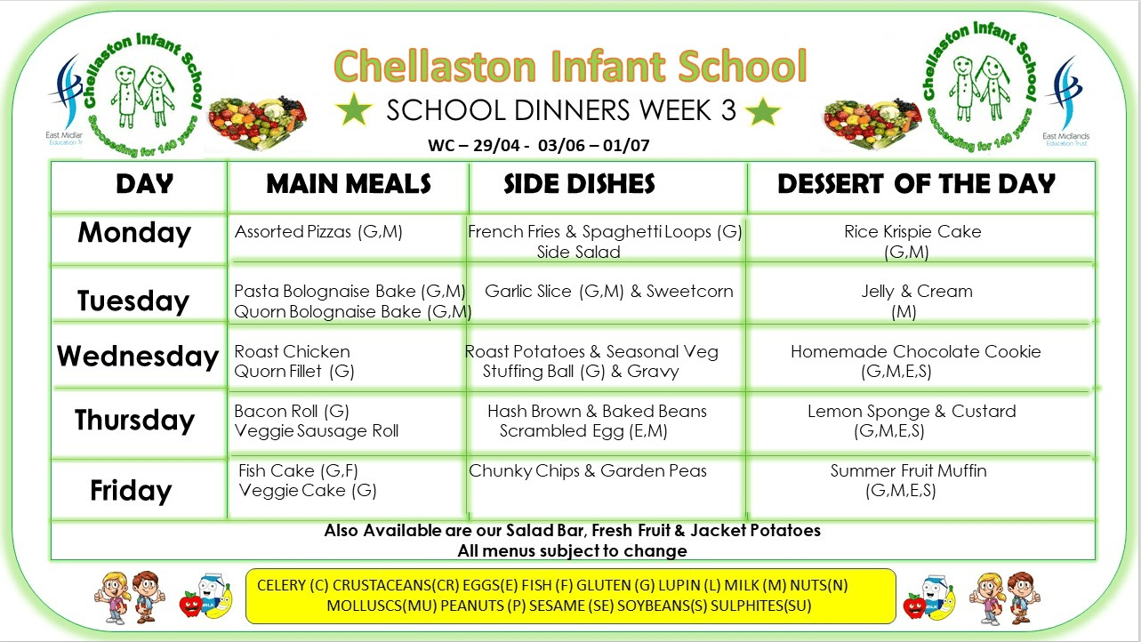 School Lunch Menu - Chellaston Infant School